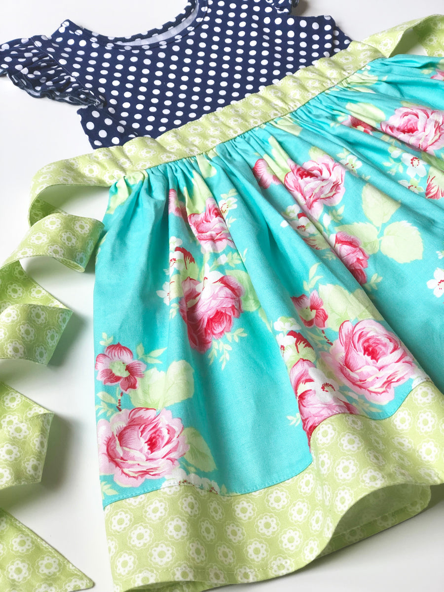 Baby, Toddler, and Girls Tallulah Blue Knit Bodice Dress – Maddie Kay ...